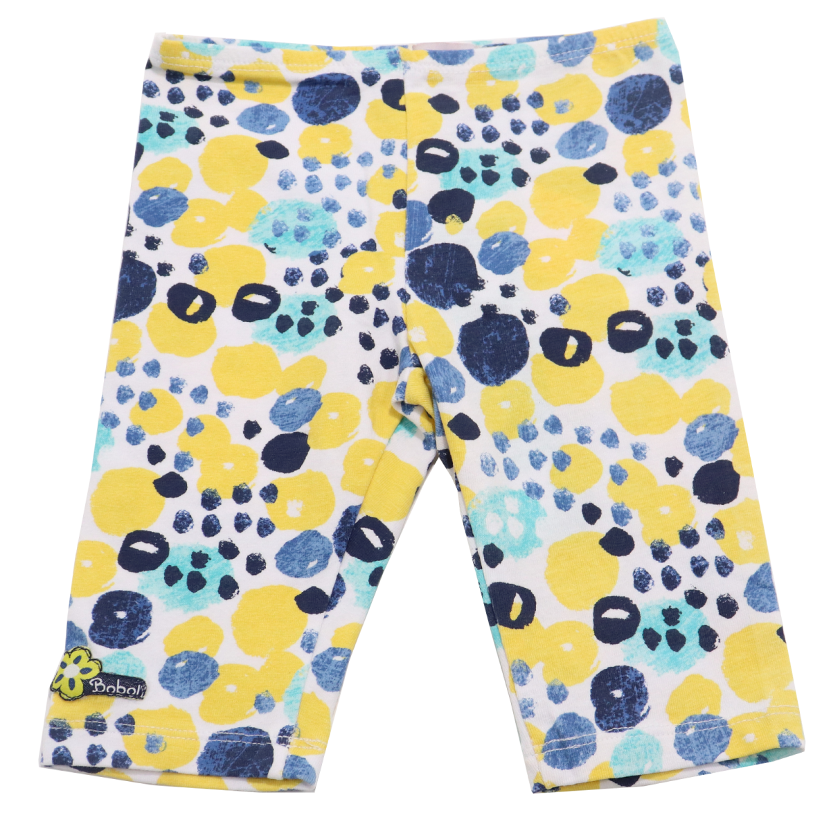 Colanți albi trei sferturi cu imprimeu galben, albastru și verde boboli ...